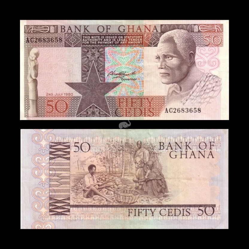 Ghana 50 Cedis 1980 P-22b AUNC Bank Note - TNCN Hobby store
